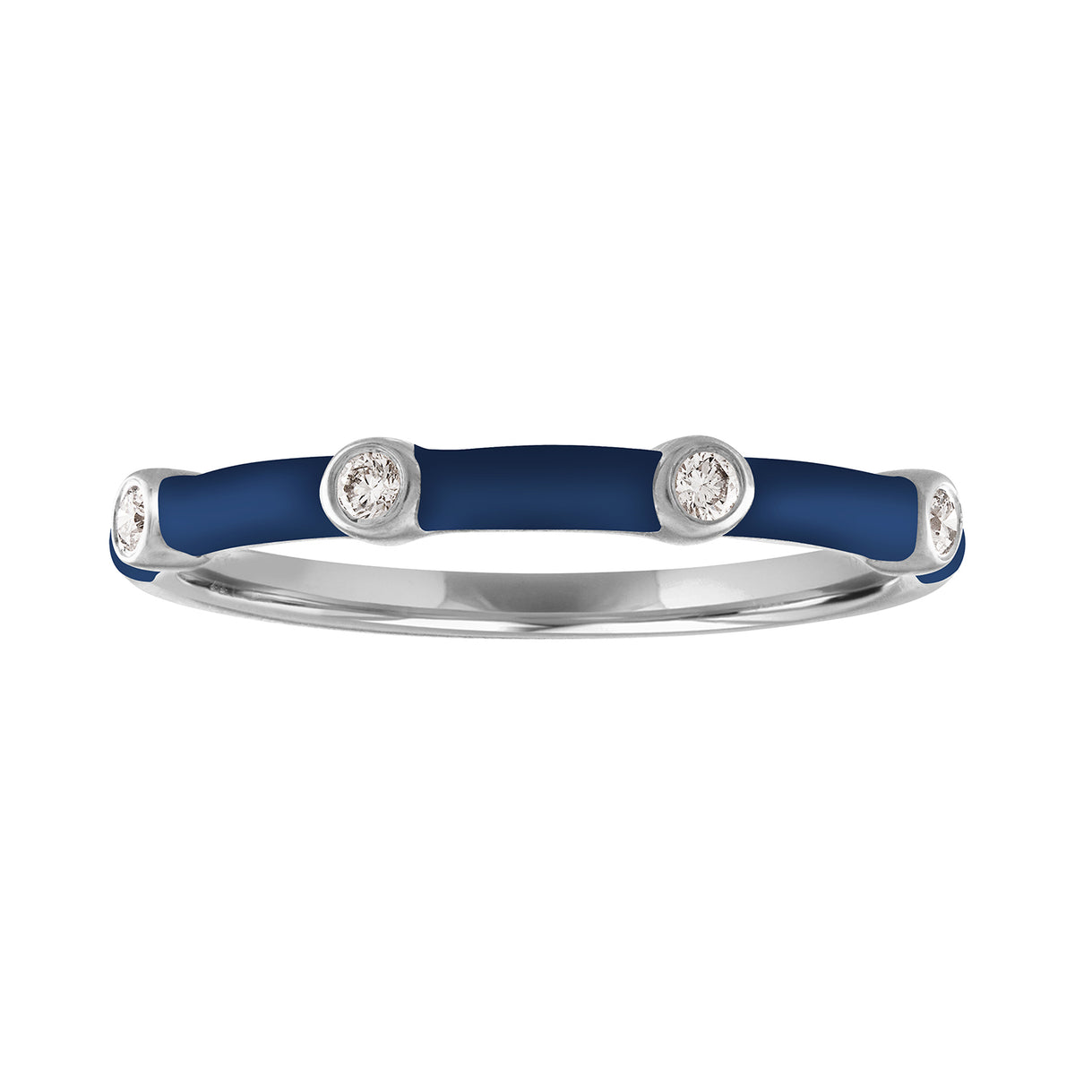 Ava Ring: Navy Enamel/14K White Gold-Diamond, Size 6.5 – My Story By ...